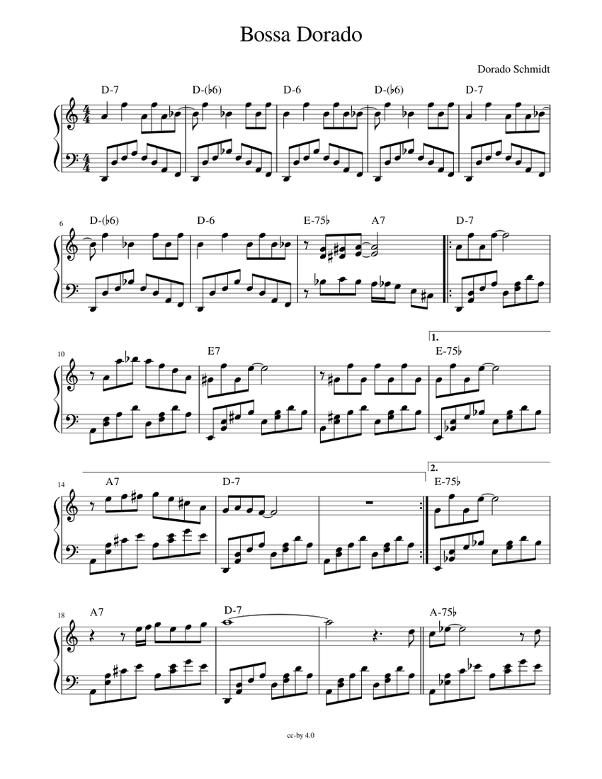 Bossa Dorado – Dorado Schmitt / Olivier Flatrès Sheet music for Piano ...