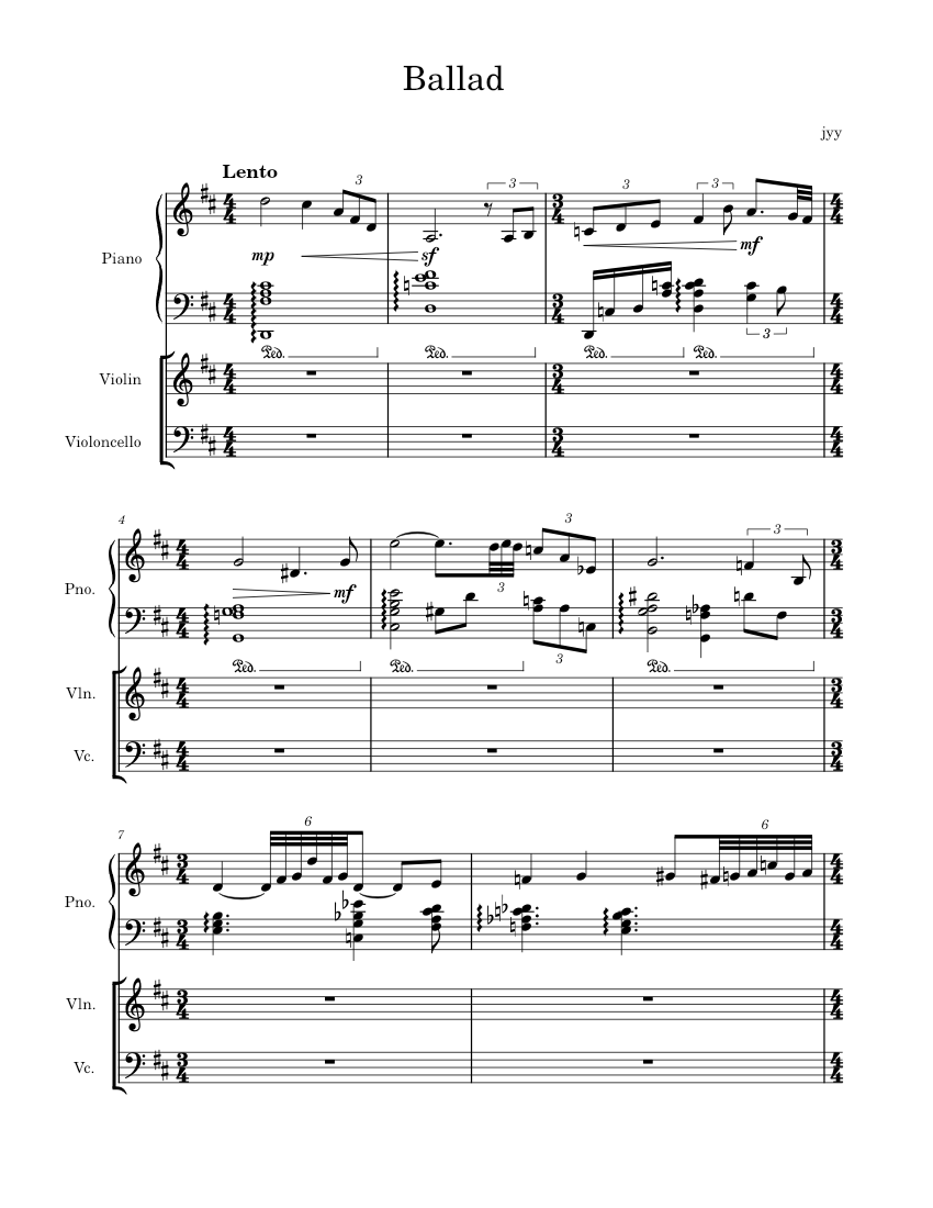 Ballad Sheet music for Piano, Violin, Cello (Piano Trio) | Musescore.com
