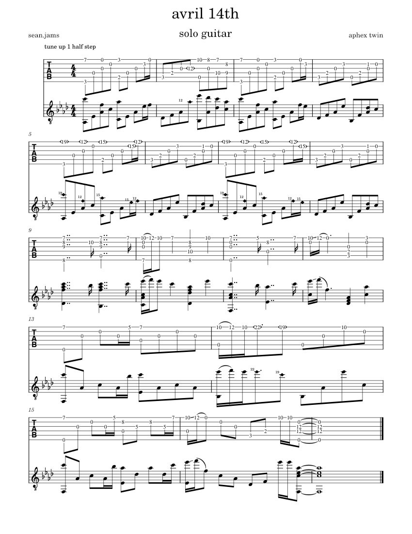 Avril 14th Sheet music for Guitar (Solo) | Musescore.com