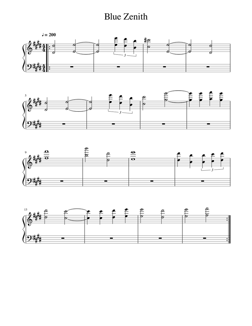xi - Blue Zenith (Piano Solo) Sheet Music for Piano (Solo) easy | MuseScore.com