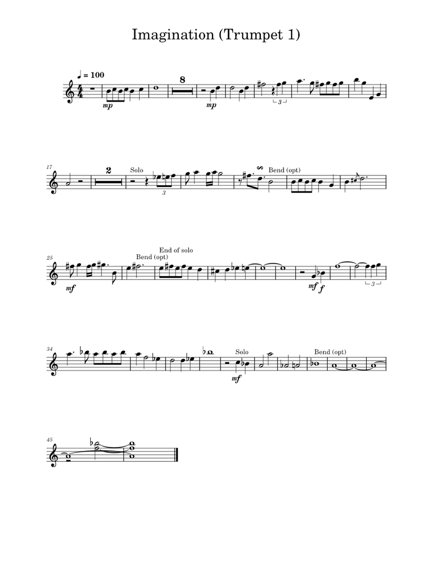 Imagination (Trumpet 1) Sheet music for Trumpet in b-flat (Solo) | Musescore.com