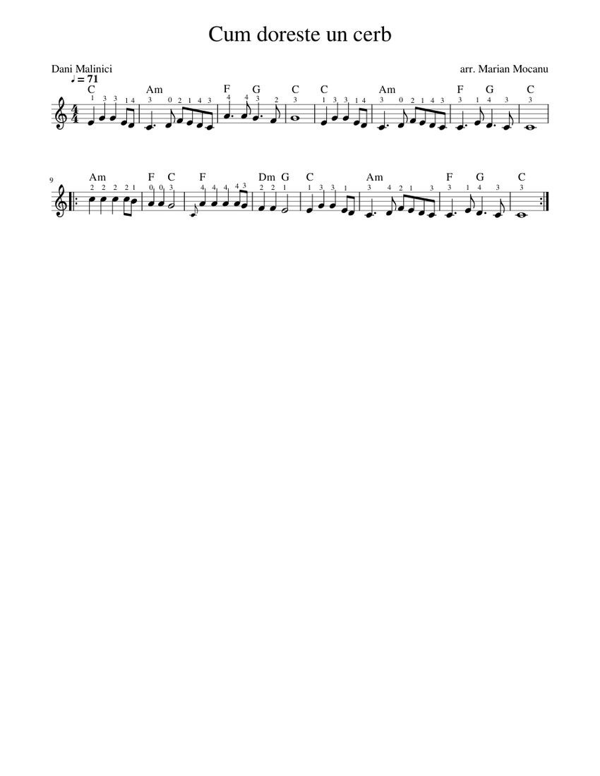 Cum_doreste_un_cerb Sheet music for Piano (Solo) Easy | Musescore.com
