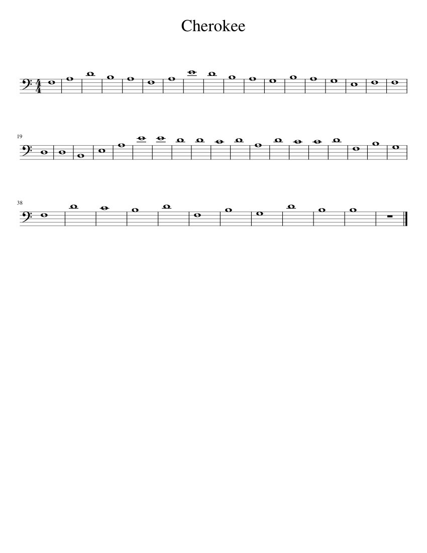 Cherokee Sheet Music for Trombone (Solo) | MuseScore.com