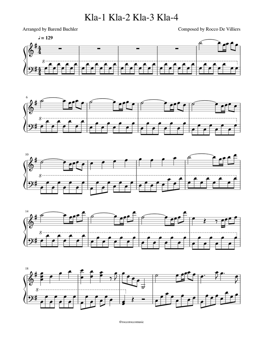 Kla 1 Kla 2 Kla 3 Kla 4 Sheet Music for Piano (Solo) | MuseScore.com
