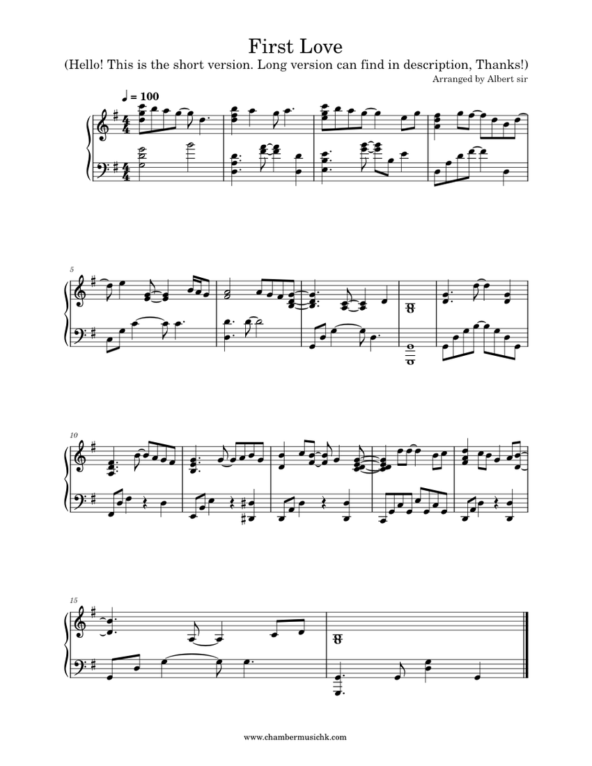 First Love 初恋 (Hatsukoi) Sheet music for Piano (Solo) Easy | Musescore.com