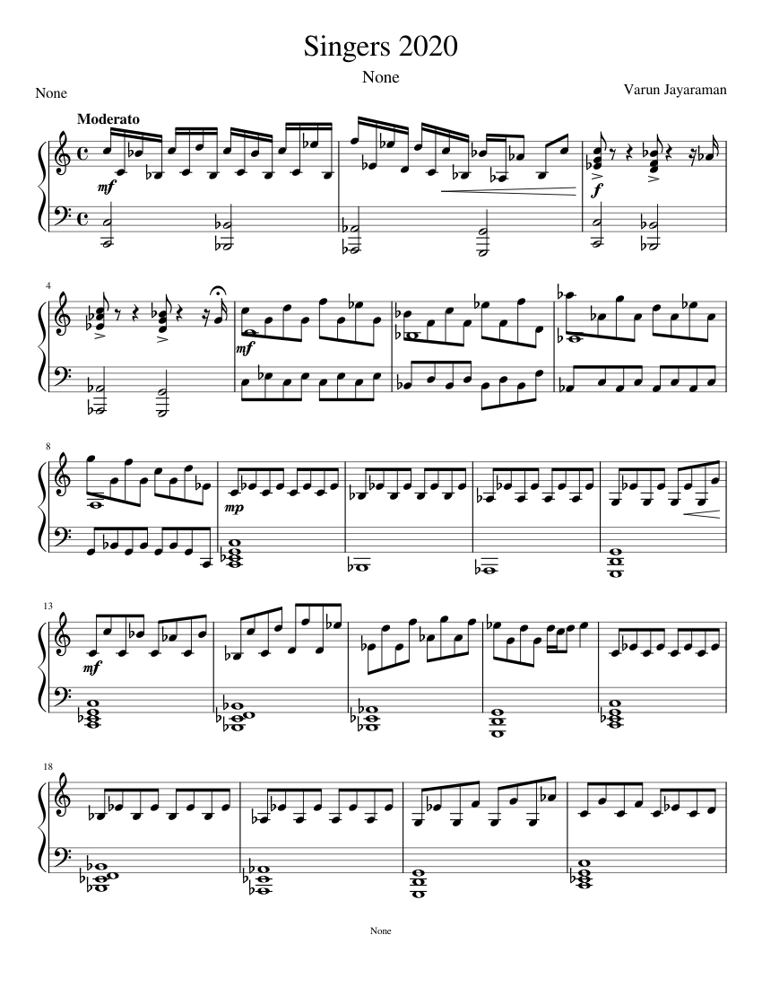 Singers_2020 Sheet Music for Piano (Solo) easy | MuseScore.com