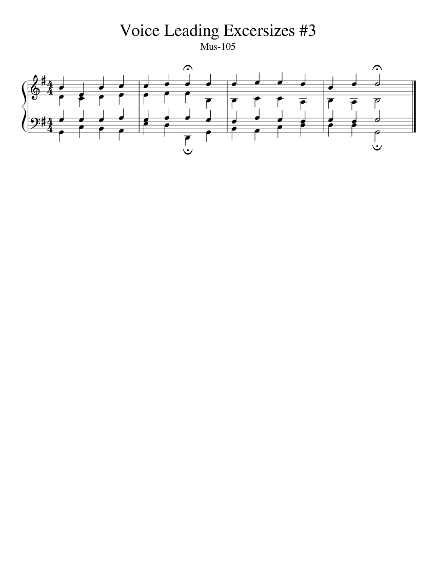 Voice Leading Exercise #3 Sheet music for Piano (Solo) | Musescore.com