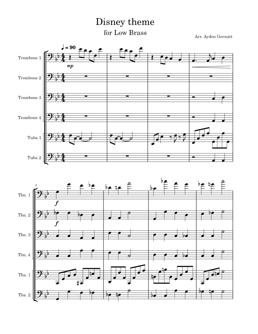 Disney Opening Theme – Misc Soundtrack Disney theme Sheet music for ...