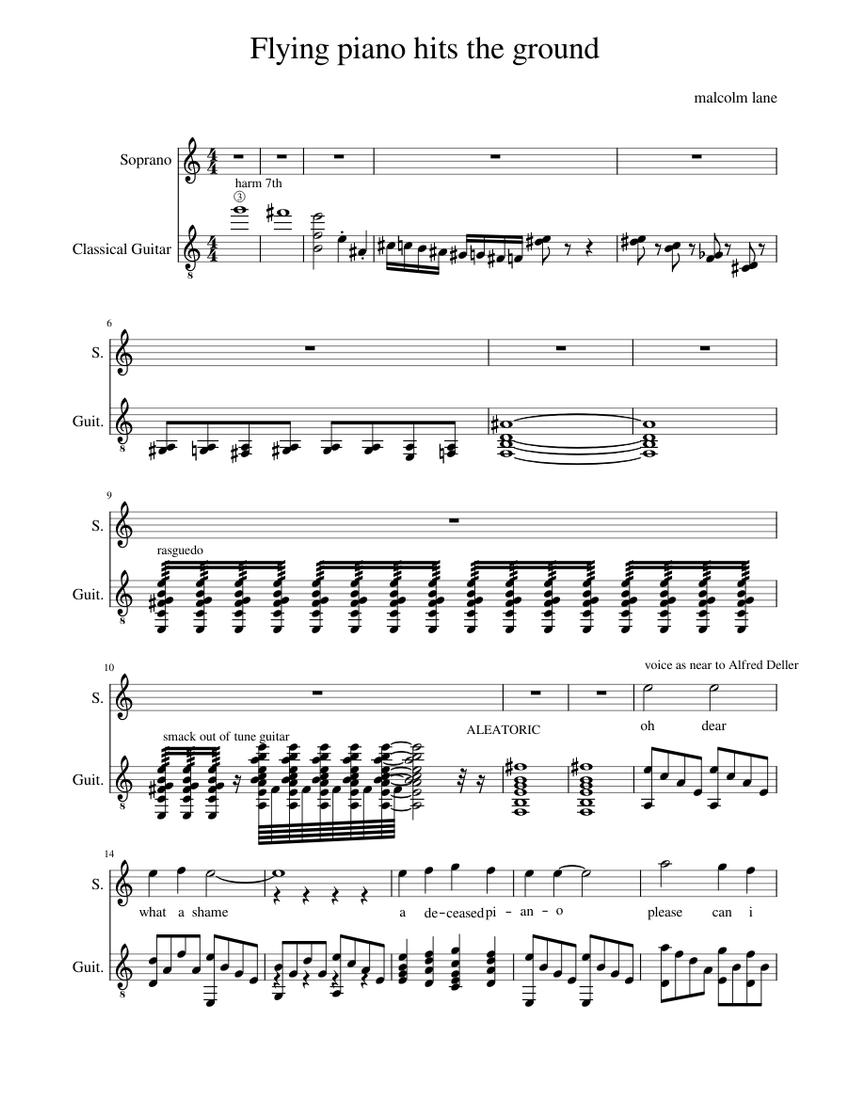Flying piano hits the ground Sheet music for Soprano, Guitar (Mixed ...