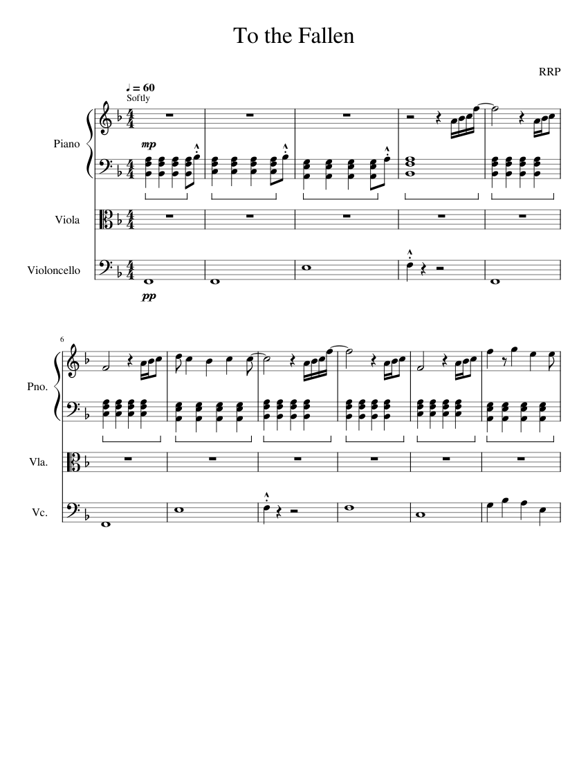 Fallen Sheet music for Piano, Viola, Cello (Mixed Trio) | Musescore.com