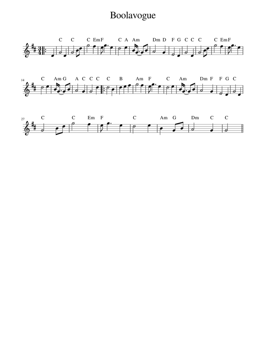 Boolavogue Sheet music for Piano (Solo) | Musescore.com