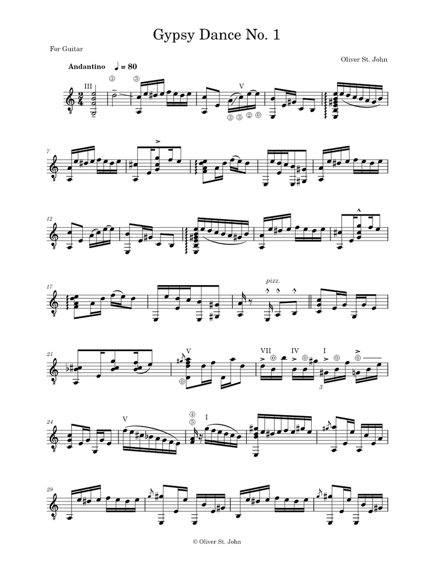 Gypsy Dance No. 1 Sheet Music for Guitar (Solo) | MuseScore.com