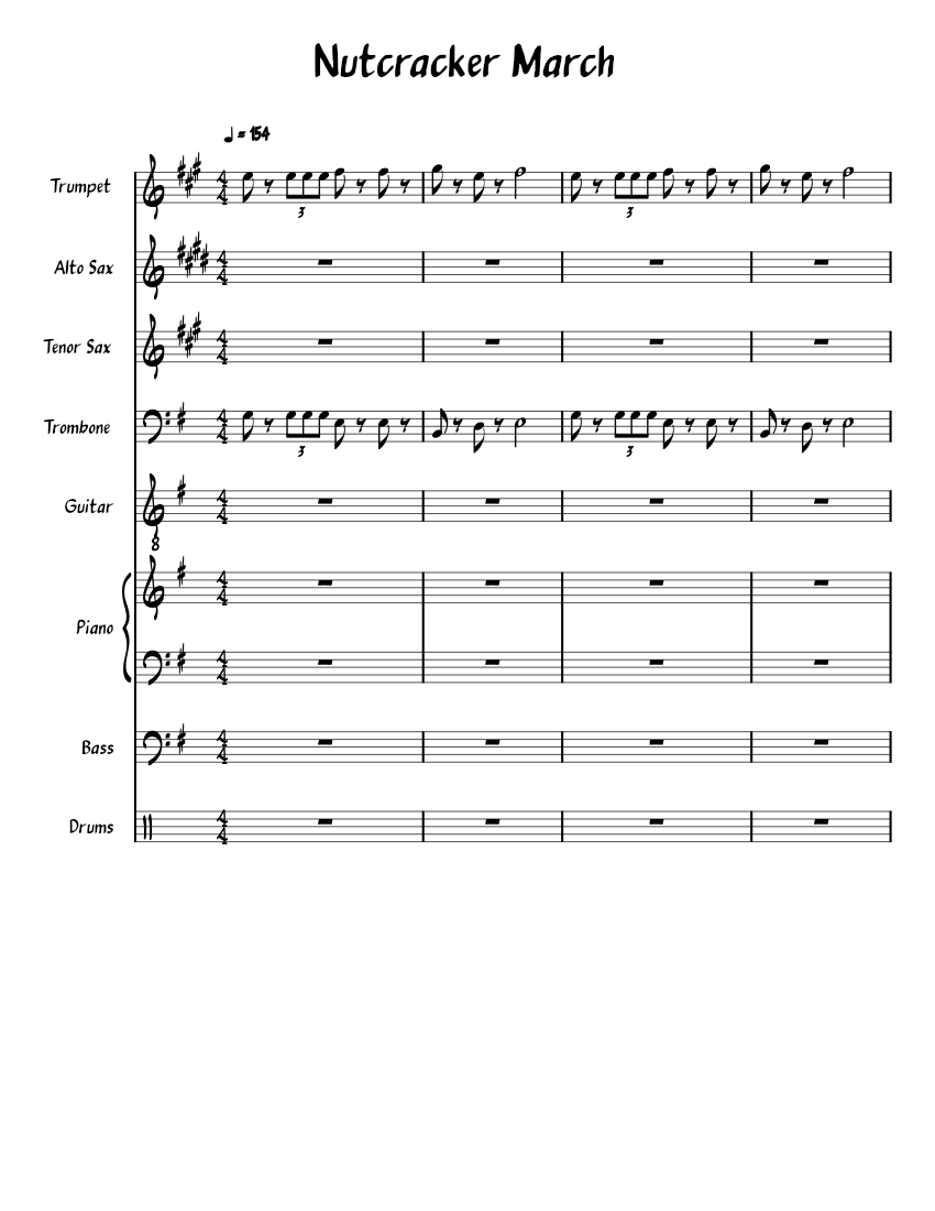 Nutcracker_March Sheet music for Piano, Trombone, Saxophone alto ...