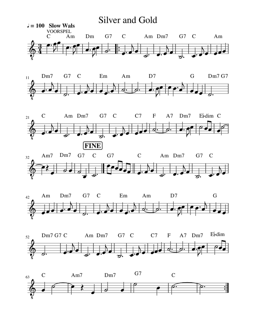 Silver_and_Gold Sheet music for Guitar (Solo) | Musescore.com