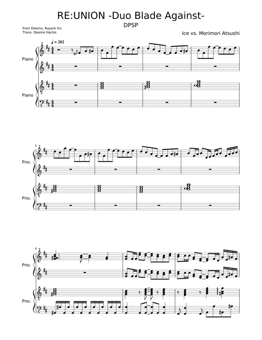 [DPSP] RE:UNION -Duo Blade Against- - Ice vs. Morimori Atsushi Sheet ...