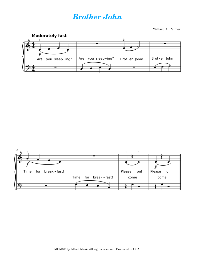 Brother John Sheet music for Piano (Solo) | Musescore.com