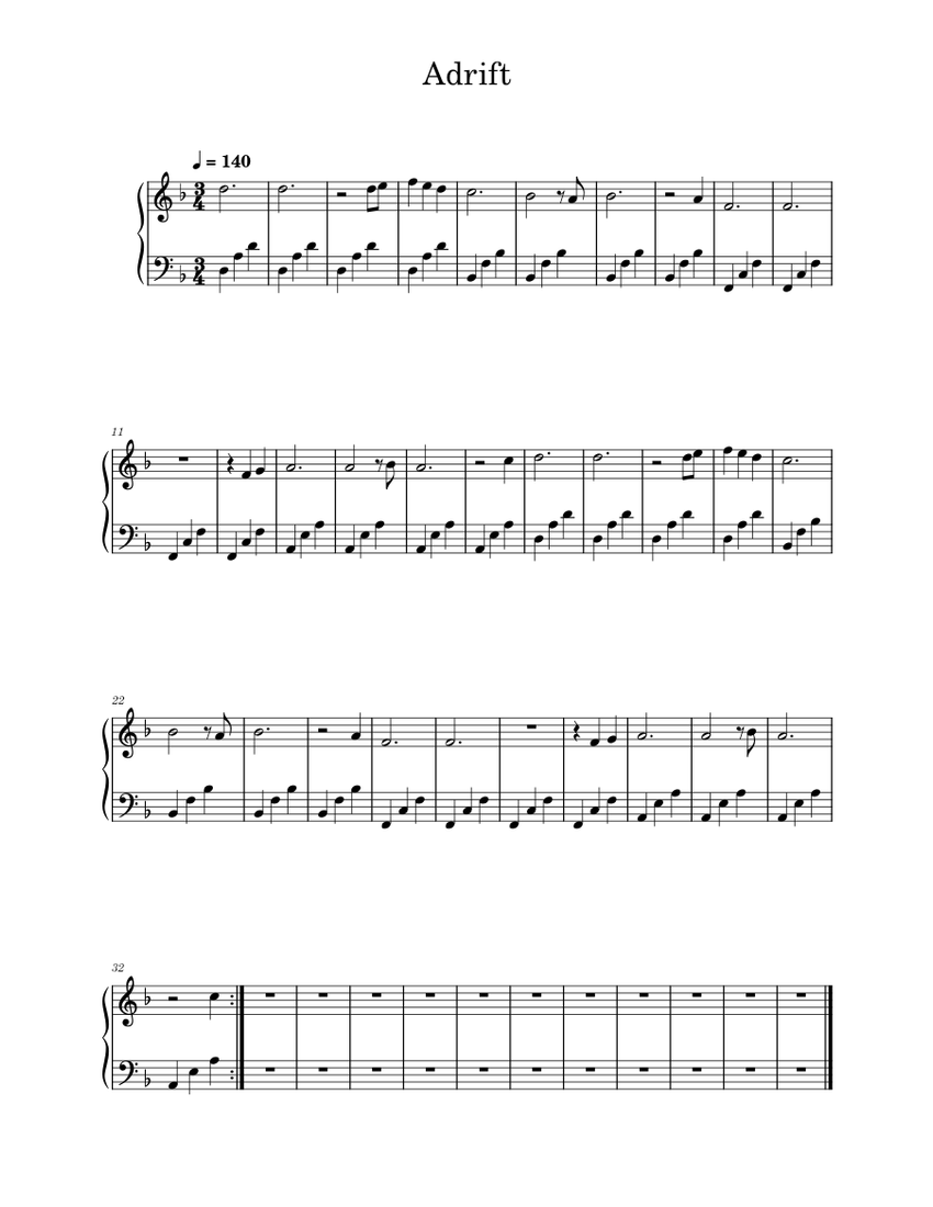 Adrift Sheet Music for Piano (Solo) easy | MuseScore.com