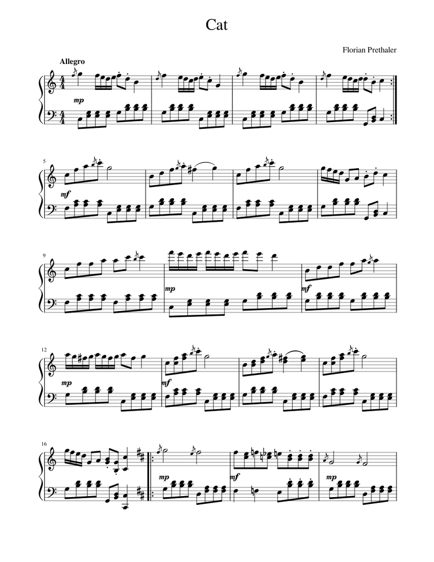 Cat Sheet music for Piano (Solo) | Musescore.com