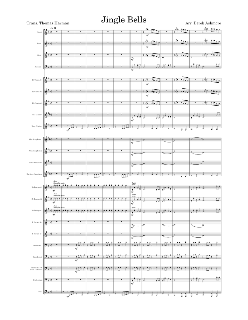 Jingle Bells Concert Band Sheet music for Trombone, Euphonium, Tuba ...