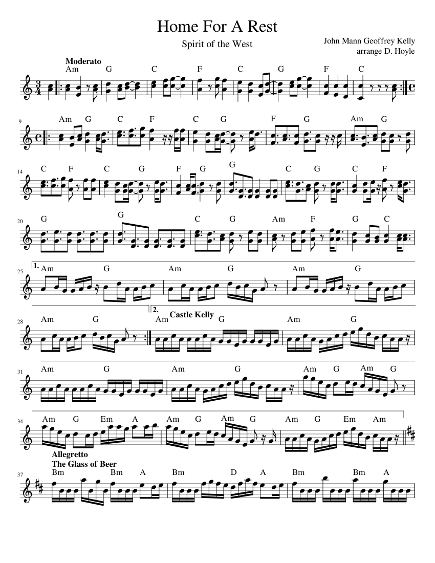 Home For A Rest Sheet Music with Chords for Piano (Solo) easy ...