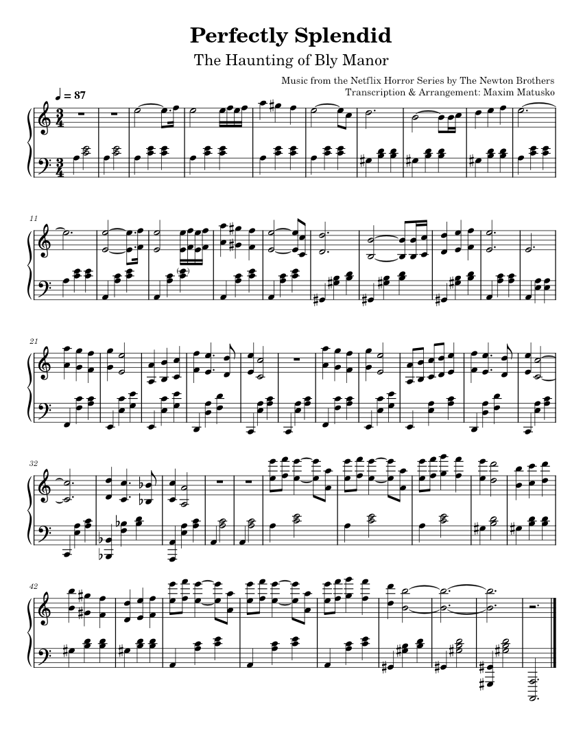 Perfectly Splendid – The Newton Brothers Sheet Music for Piano (Solo ...