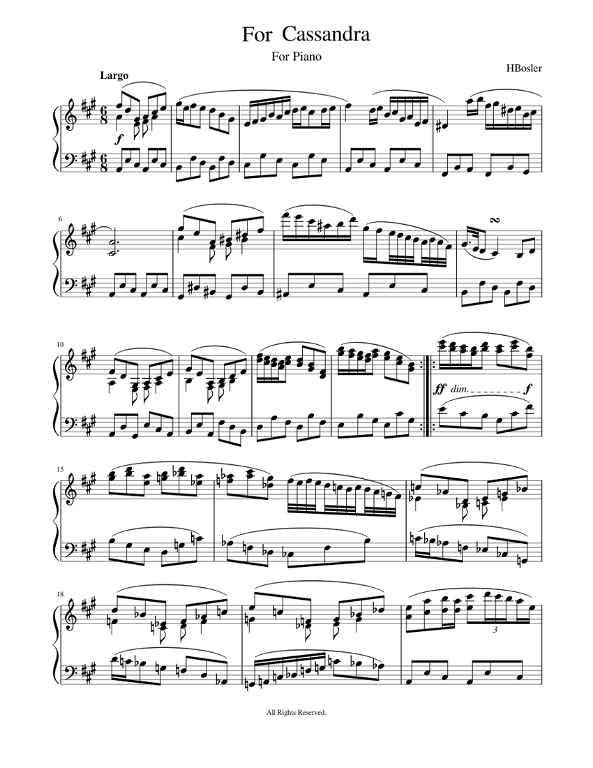 For Cassandra Sheet music for Piano (Solo) | Musescore.com