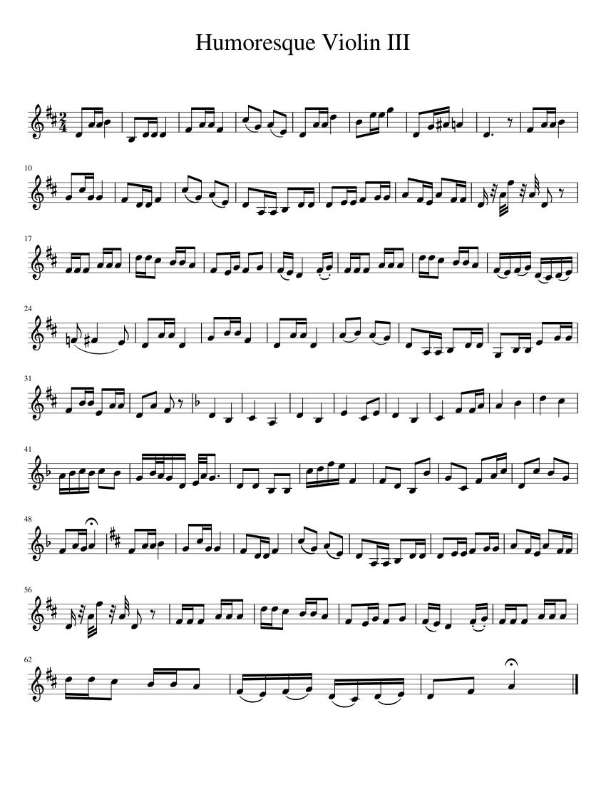 Humoresque Violin III Sheet music for Violin (Solo) | Musescore.com