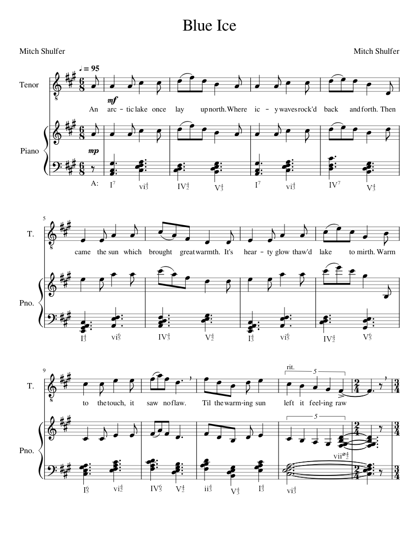 Blue Ice Sheet music for Piano, Tenor (Piano-Voice) | Musescore.com