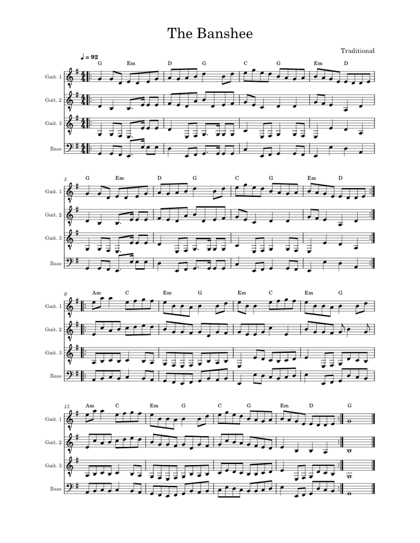 The Banshee – Misc tunes Banshee, The Sheet music for Guitar, Bass ...