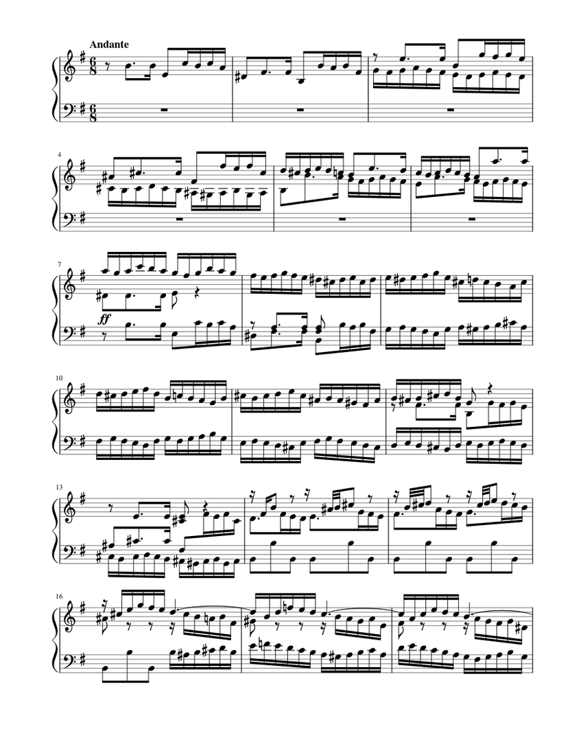 English Suite No. 5 in E Minor, BWV 810 - I. Prelude (WIP) Sheet Music ...