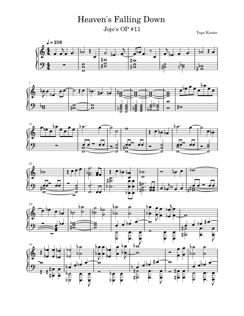Heaven's falling down – sajou no hana Sheet music for Piano (Solo ...