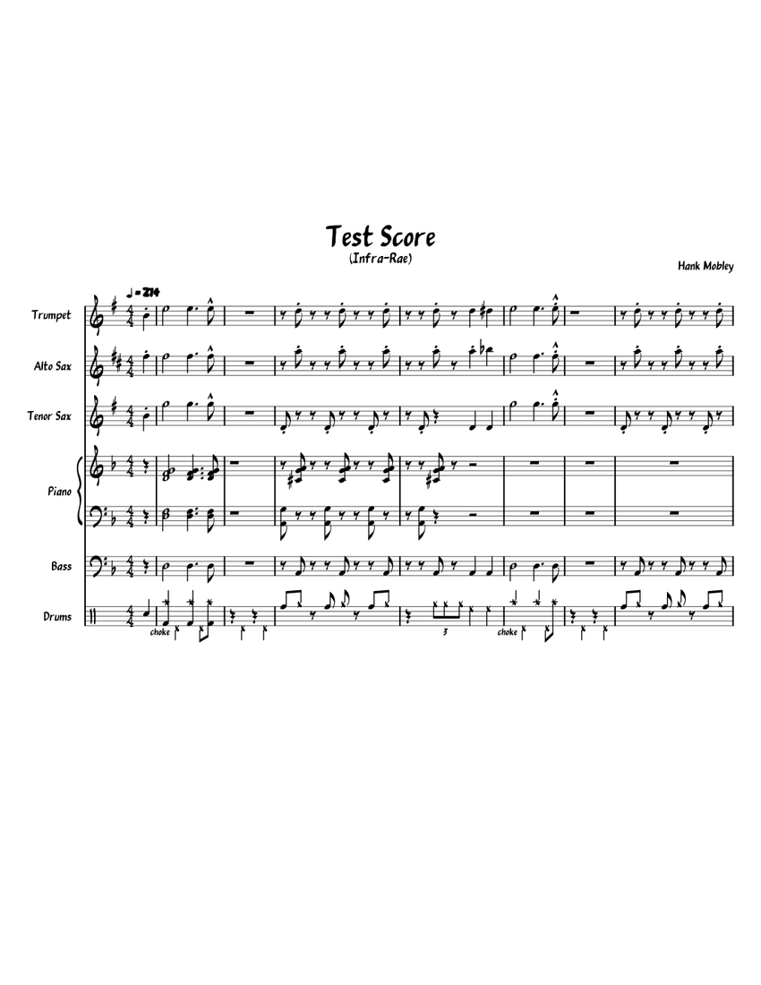 Infra Rae incomplete Sheet Music for Piano, Saxophone alto, Saxophone ...