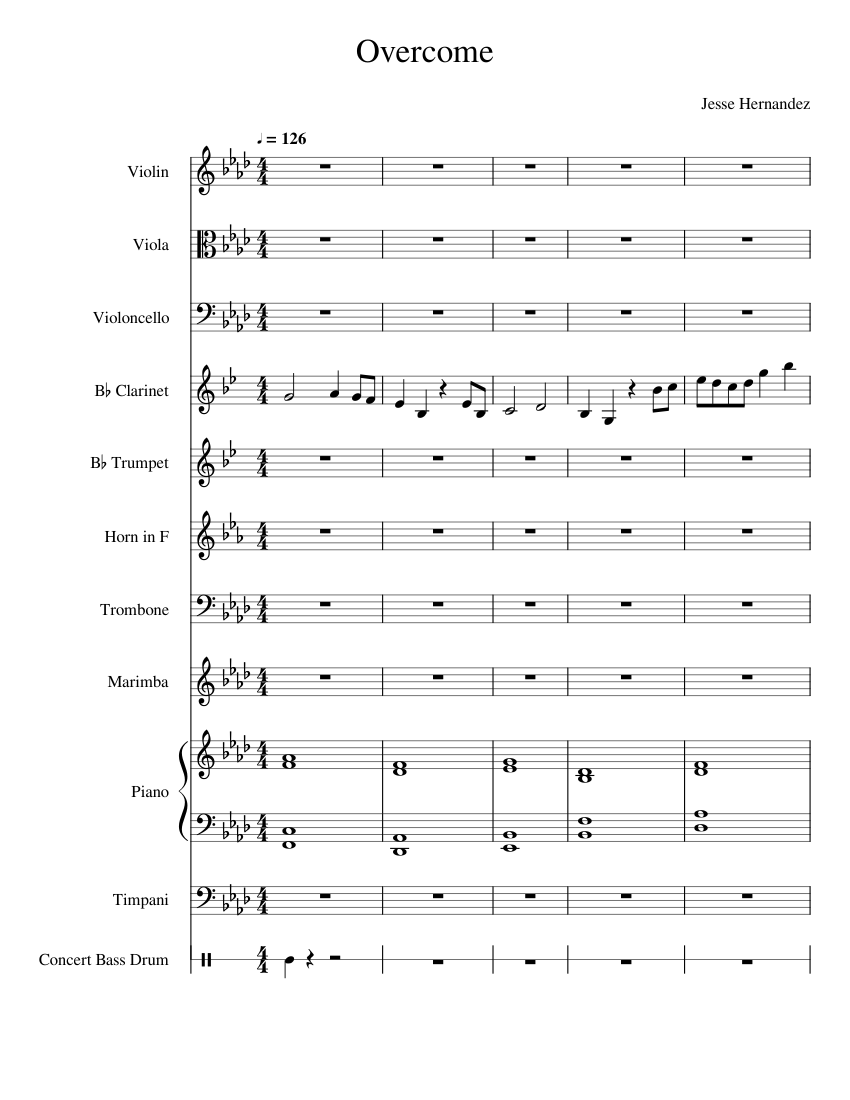 Overcome Sheet music for Piano, Trombone, Clarinet in b-flat, Trumpet ...