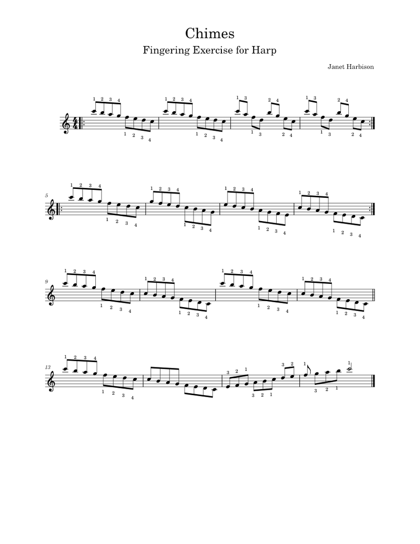 Chimes Sheet Music for Harp (Solo) | MuseScore.com