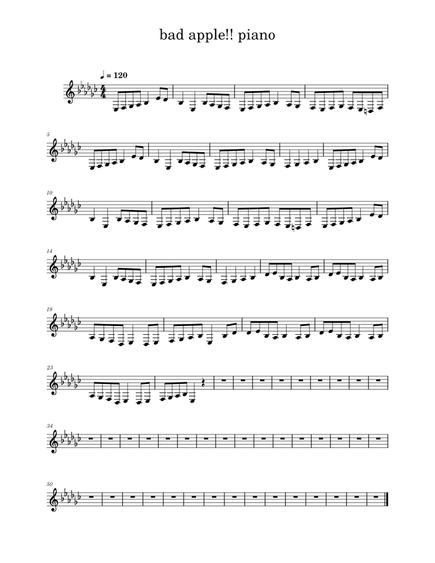 Bad Apple!! – nomico bad apple!! piano Sheet music for Piano (Solo ...
