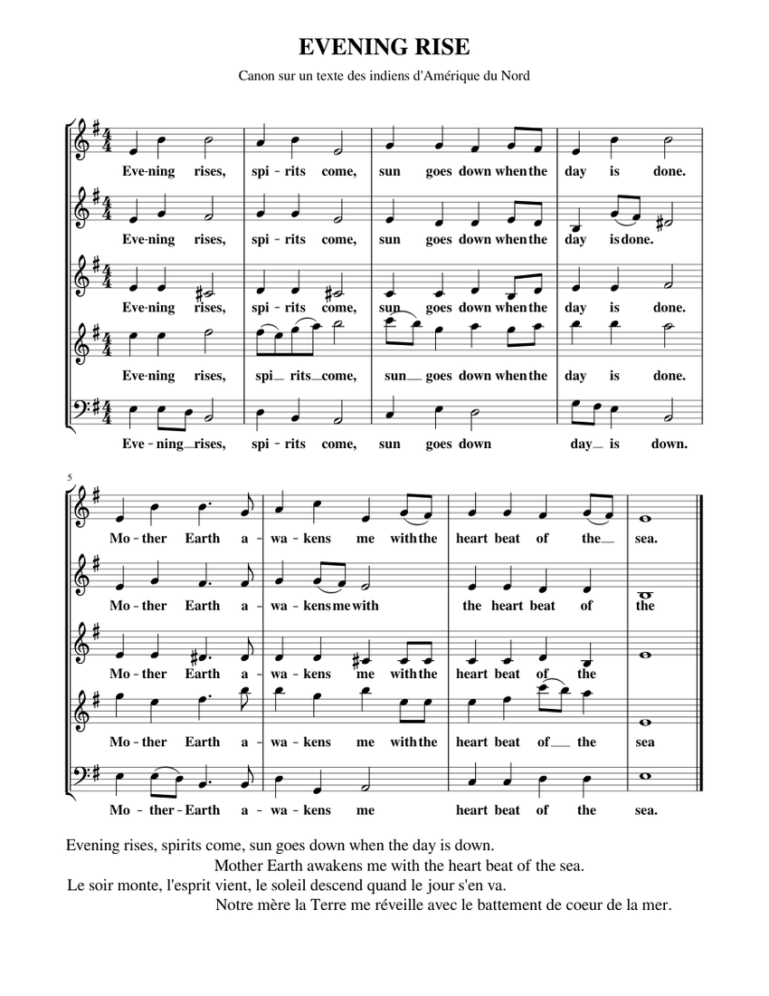 Evening rise (5 voix MuseScore) Sheet music for Trombone, Tuba, Trumpet ...