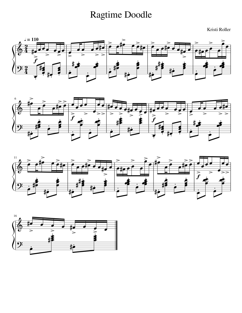 Ragtime Doodle - piano tutorial