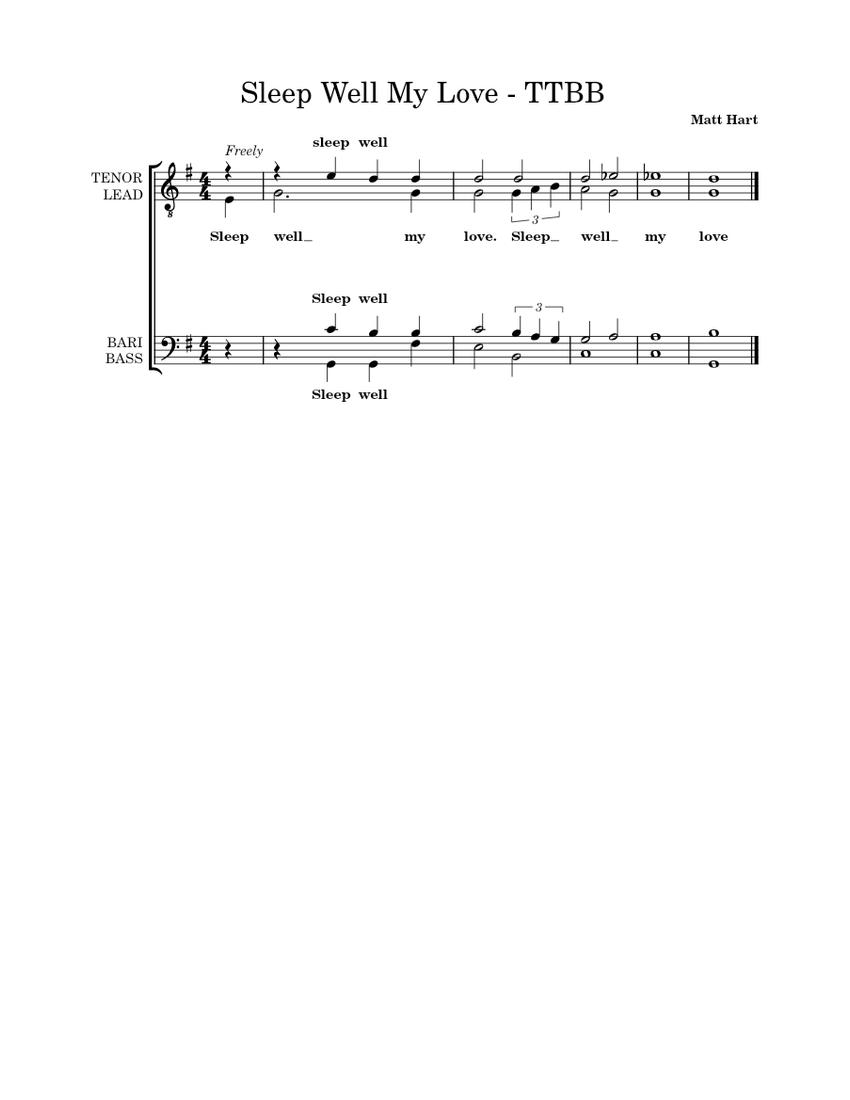 Sleep Well My Love - TTBB Sheet music for Tenor, Bass voice (A Capella ...