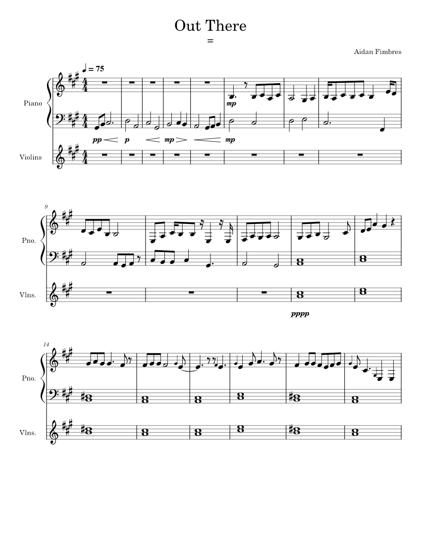 Out There Sheet music for Piano, Strings group (Piano Duo) | Musescore.com