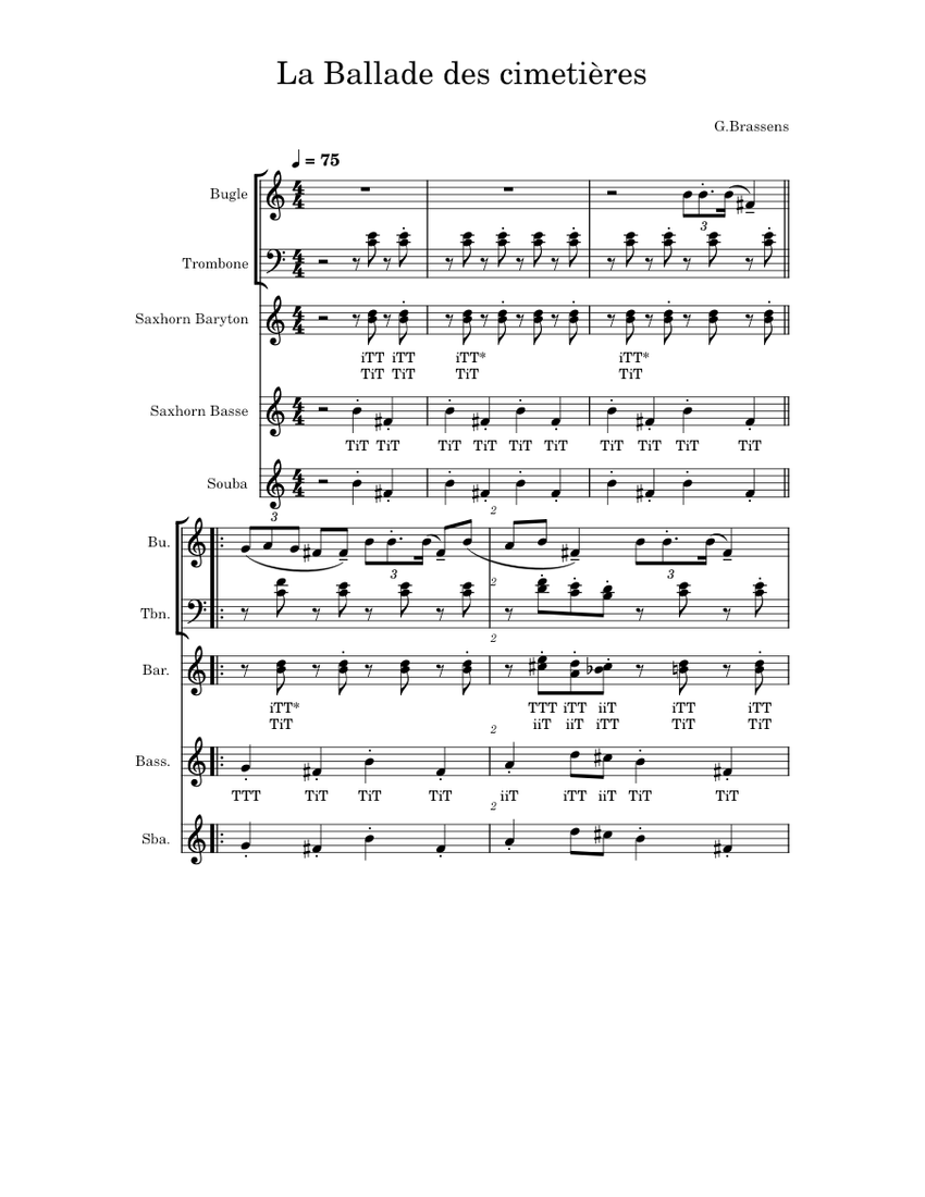 La ballade des cimetieres Sheet music for Trombone, Euphonium, Tuba, Flugelhorn (Brass Ensemble ...