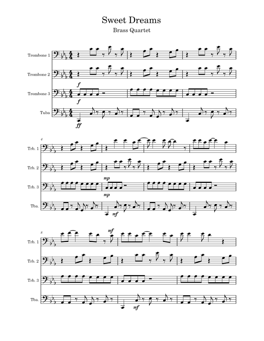 Sweet Dreams (Are Made of This) – Eurythmics Sweet Dreams Sheet music ...