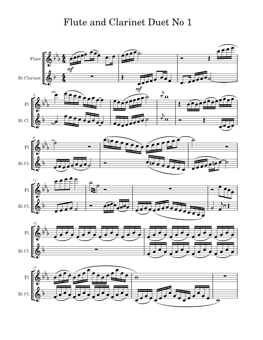 Flute and Clarinet Duet No 1 – Jonathan Offer Sheet music for Flute ...