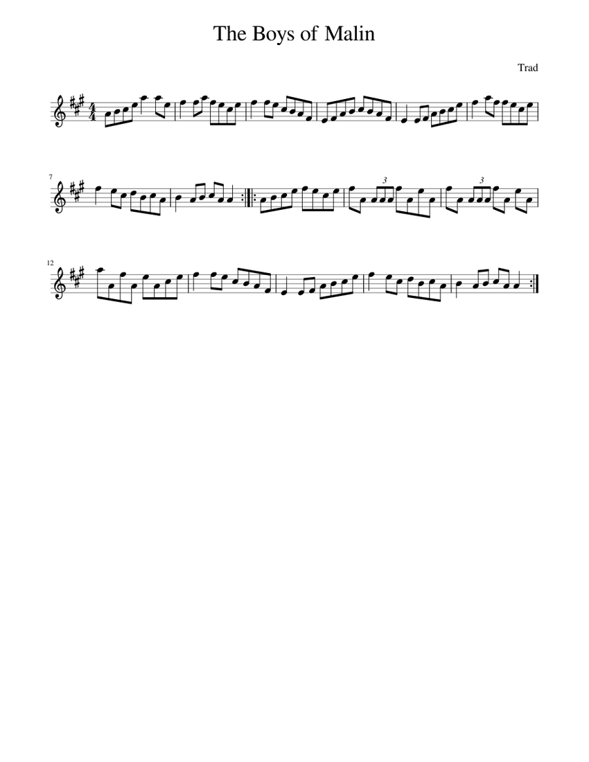 Traditional music - The Boys of Malin Sheet music for Piano (Solo) Easy ...