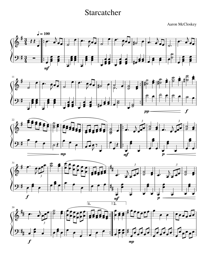 Starcatcher Sheet Music for Piano (Solo) | MuseScore.com