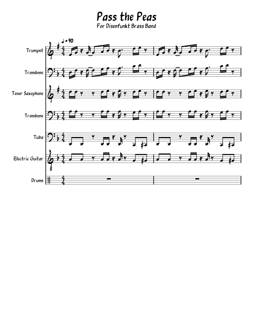 Pass_the_Peas Sheet Music for Trombone, Tuba, Saxophone tenor, Trumpet ...