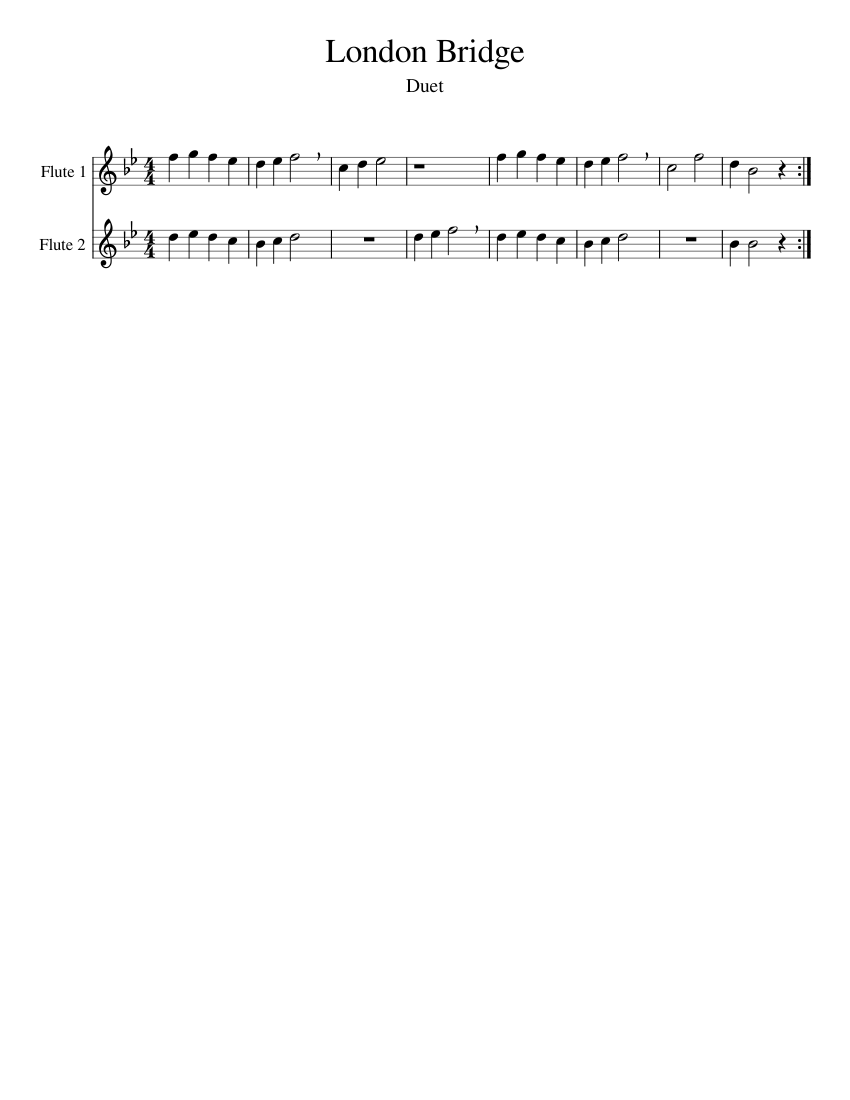 London Bridge Sheet Music for Flute (Woodwind Duet) | MuseScore.com