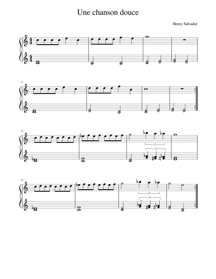 Une chanson douce Sheet Music for Piano (Solo) easy | MuseScore.com