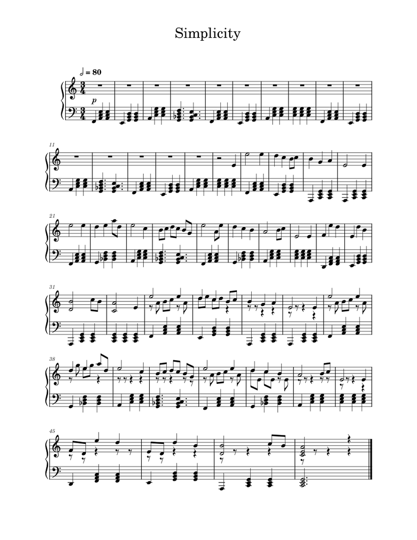 24|| Simplicity Sheet Music for Piano (Solo) Easy | MuseScore.com