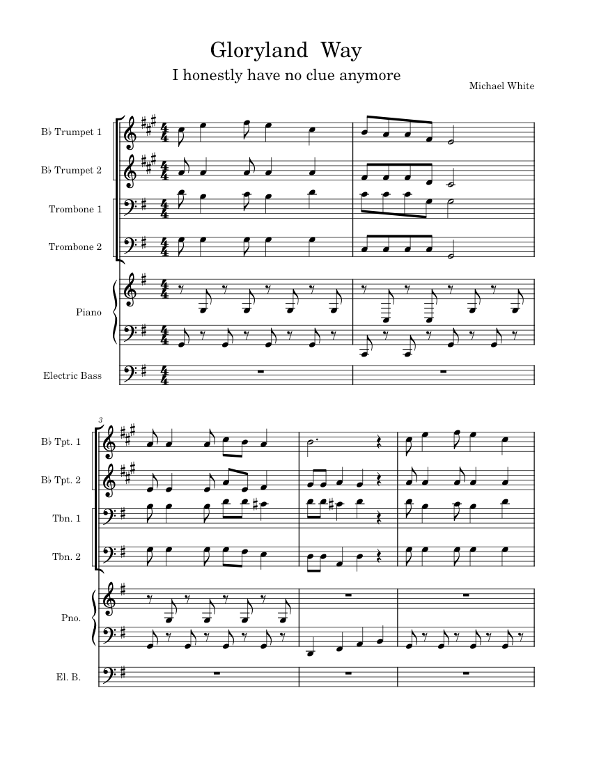 Gloryland Way Sheet music for Piano, Trombone, Trumpet in b-flat, Bass ...