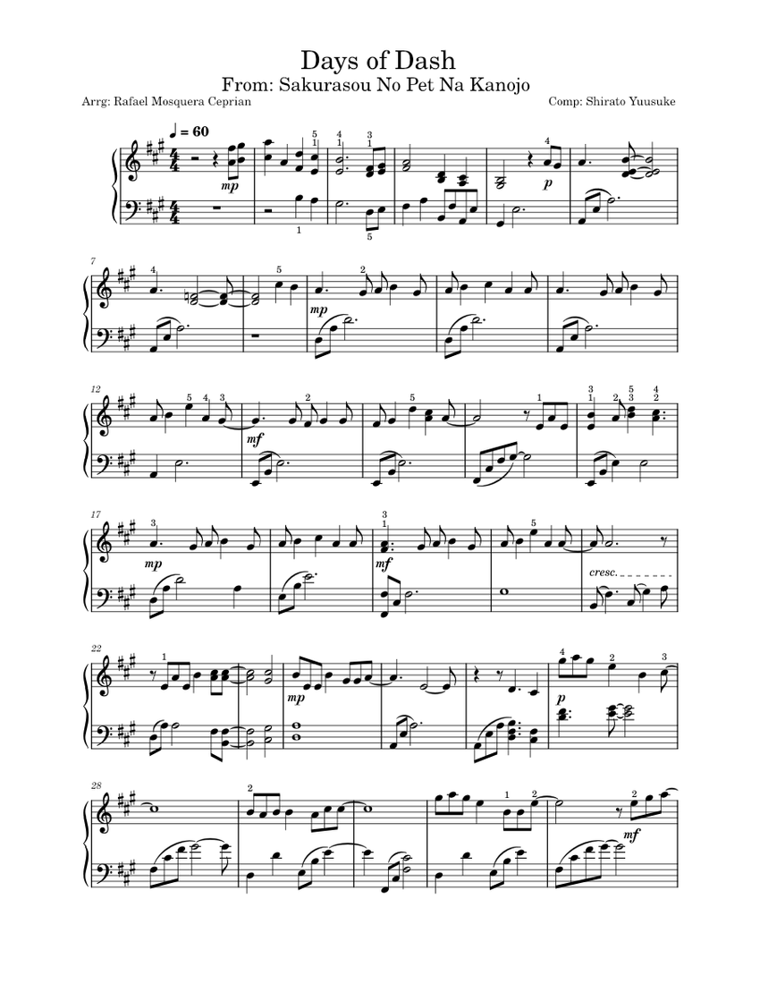 Days of Dash Sheet music for Piano (Solo) Easy | Musescore.com